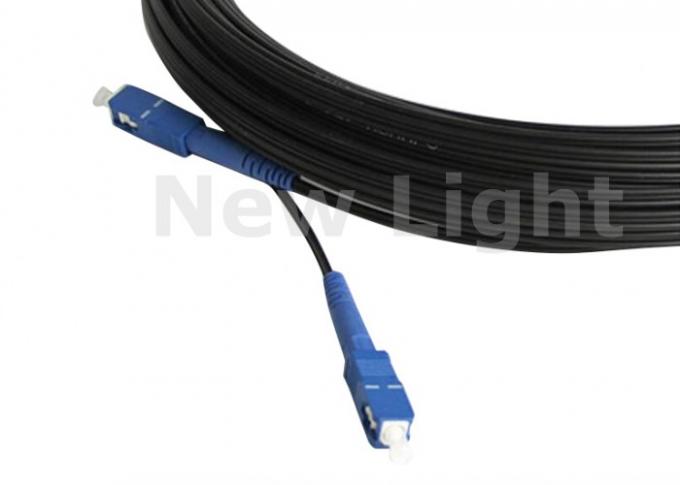 10M SC SM Simplex Fiber Patch Cord , Black Color FTTH Fiber Optic Cable