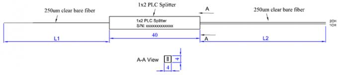 1x2 Fiber Optic Splitter , 1 In 2 Out Mini Type PLC Optical Splitter Device